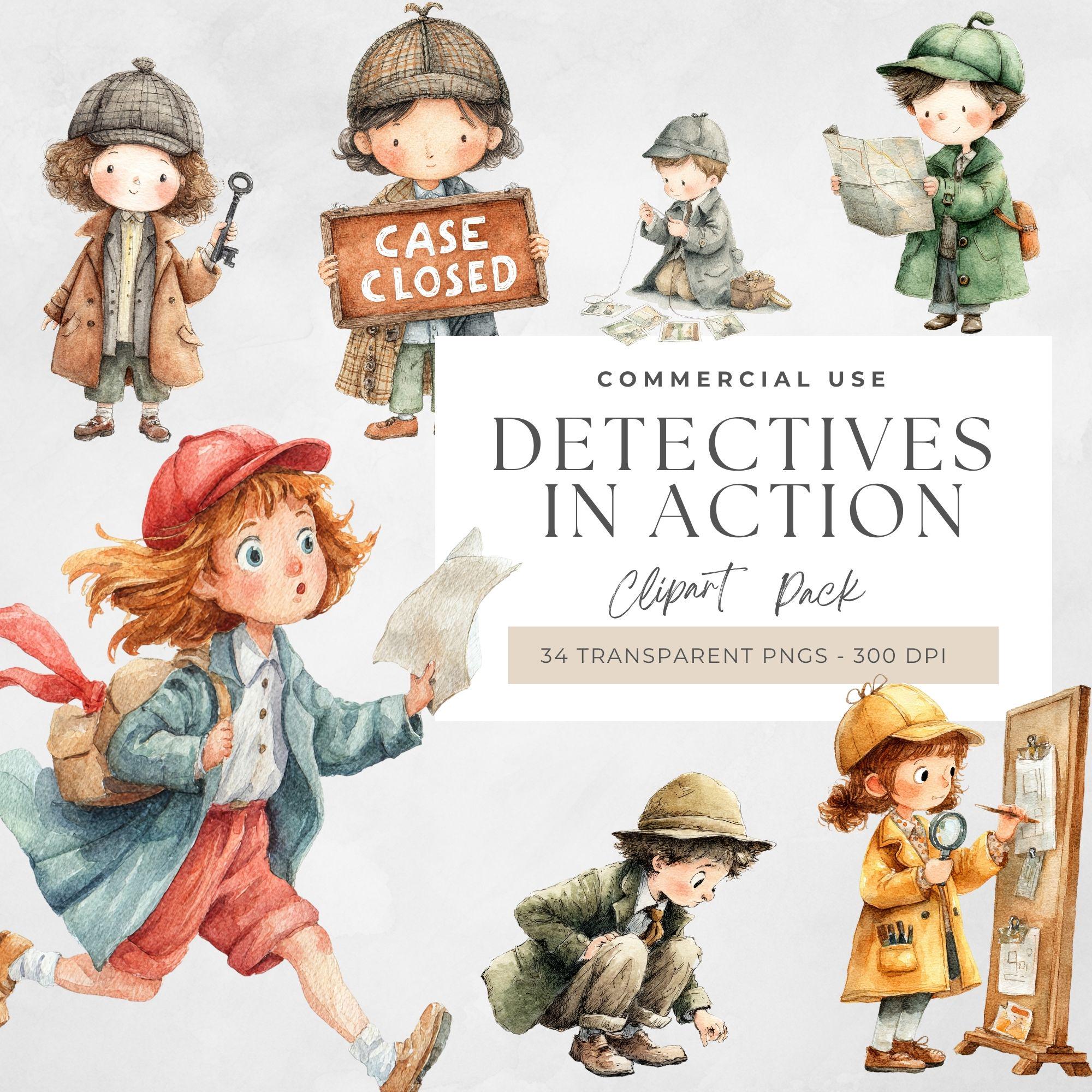 Detective Clip Art, Secret Agent Illustrations, Crime Scene Graphics ...