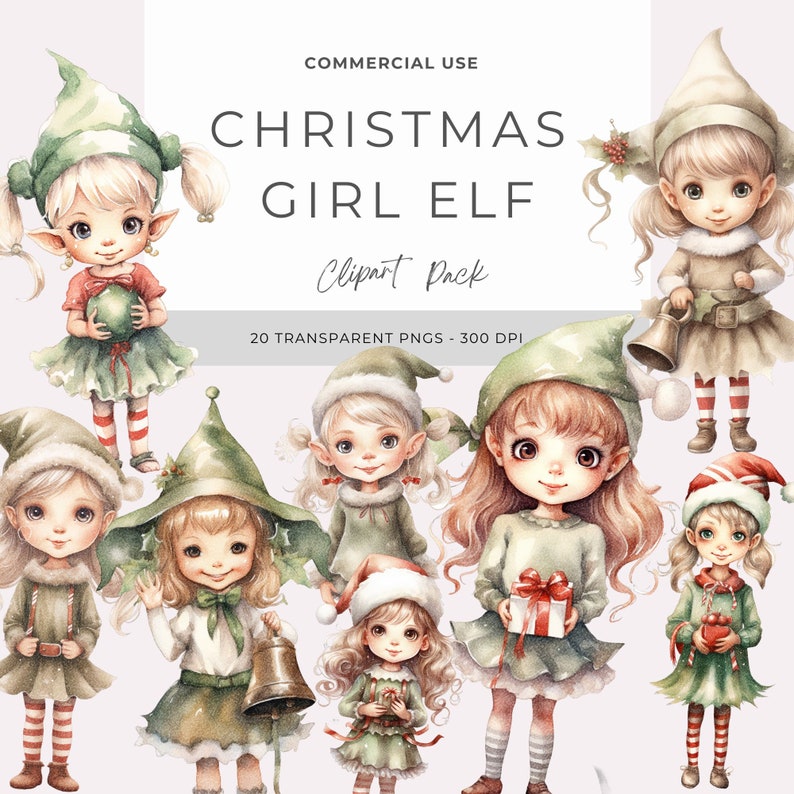 Cute Girl Elf Clipart | Christmas Clipart | Elf Png | Christmas Png ...