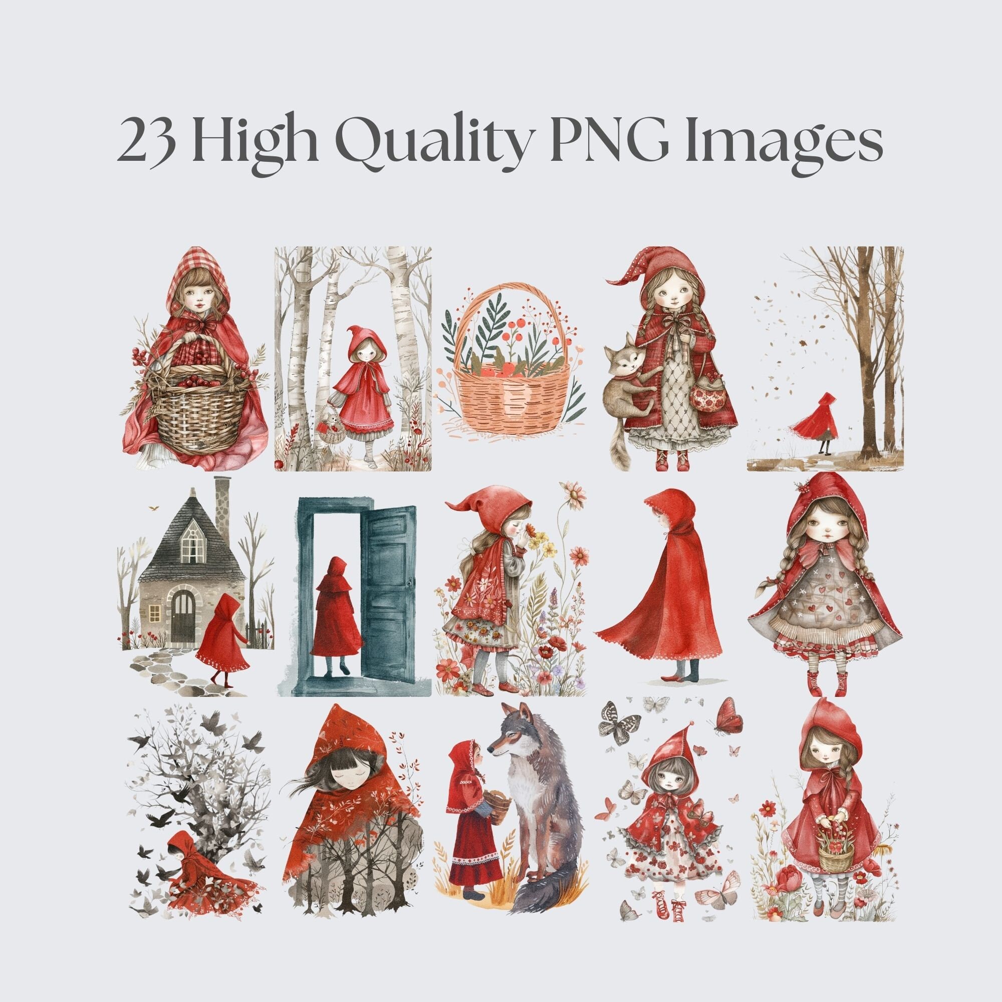 Red Riding Hood Clipart, Fairy Tale Art, Little Red Riding Hood Clipart ...