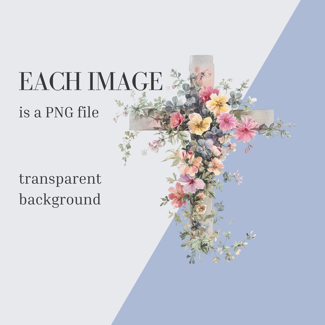 Watercolor Floral Crosses Png Clipart, Watercolor Clipart Cross, Easter ...