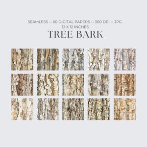 Seamless Tree Bark Digital Paper: Rustic Scrapbook Textures (JPG ...
