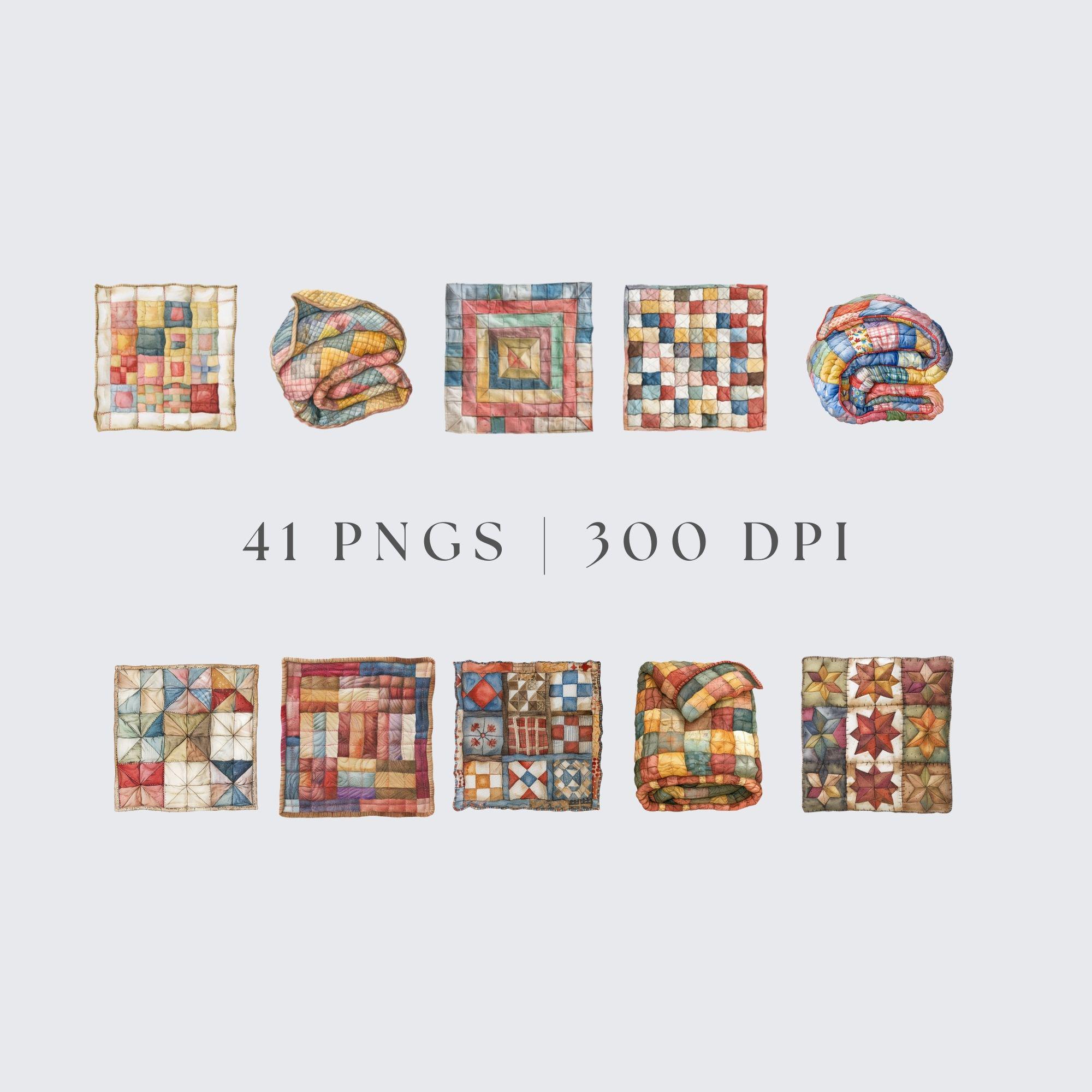 Quilt Squares Clipart, Digital Download, Vintage Crafting Images ...