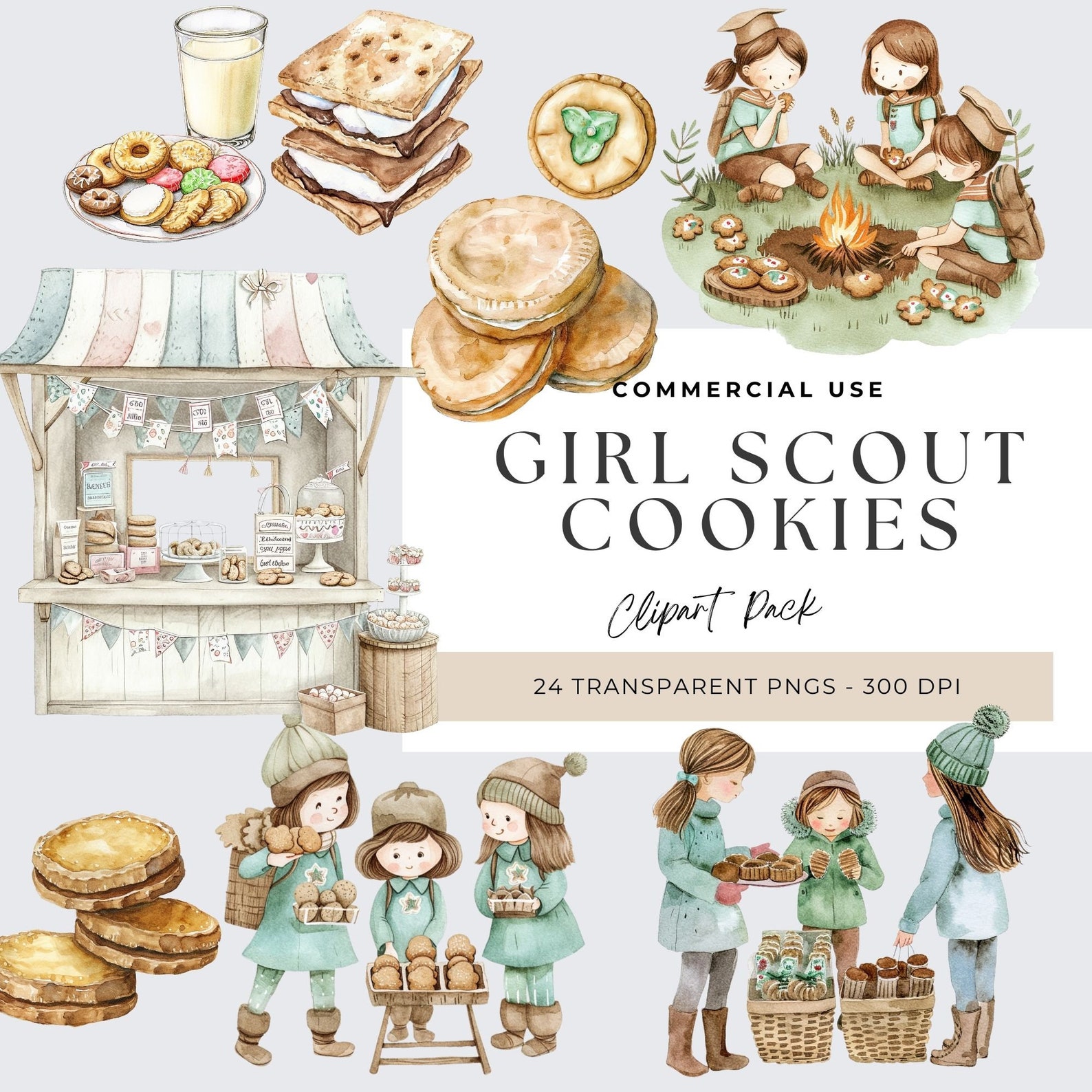 Scout Cookies Clipart, Scout Girl Clipart, Girl Scout Planner Stickers ...