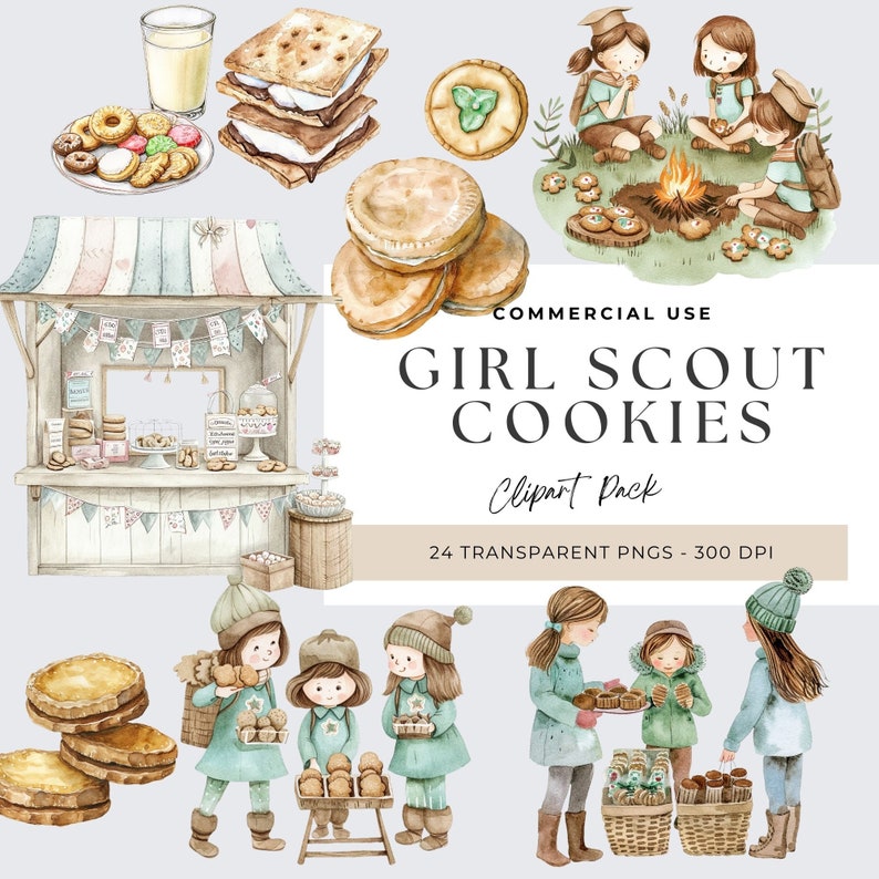 Scout Cookies Clipart, Scout Girl Clipart, Girl Scout Planner Stickers ...
