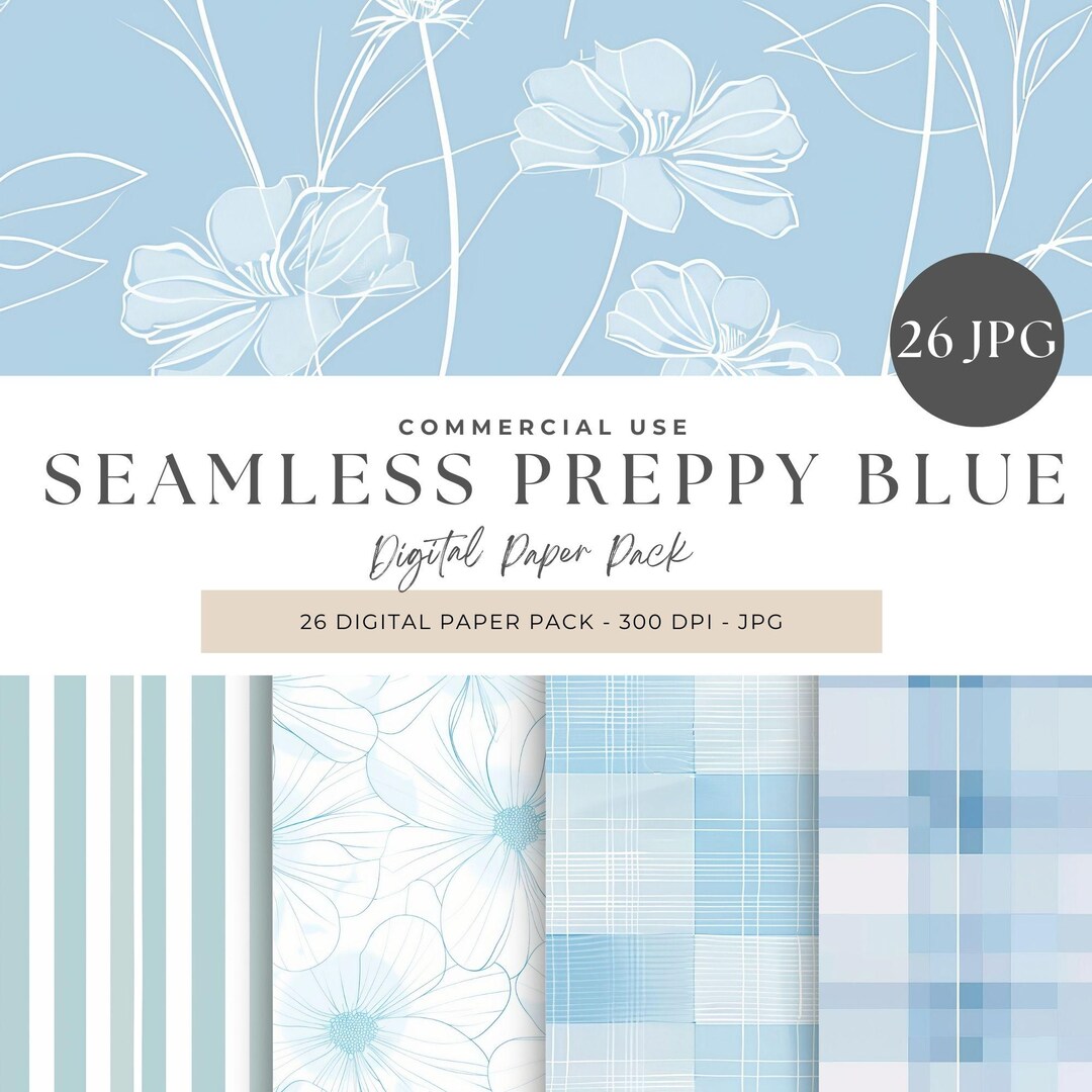 Baby Blue Checkered Digital Paper, Seamless Digital Paper, Digital ...