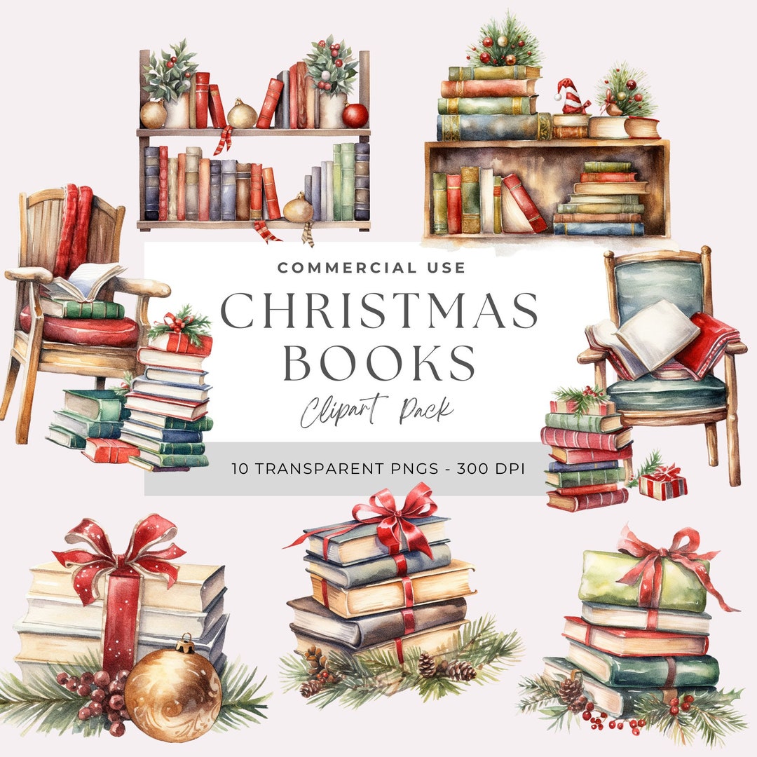 Christmas Stacked Book Png | Christmas Books Clipart | Instant Digital ...