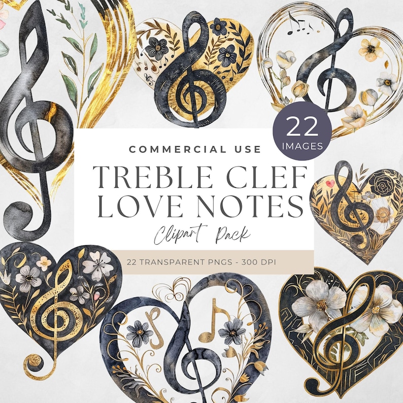 Treble Clef Heart Clipart, Treble Clef PNG, Music Note SVG, Digital ...