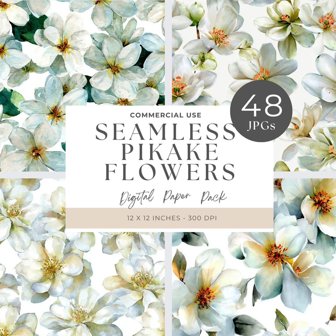 Pikake Flowers Seamless Pattern, Tropical Hawaiian Floral (digital ...