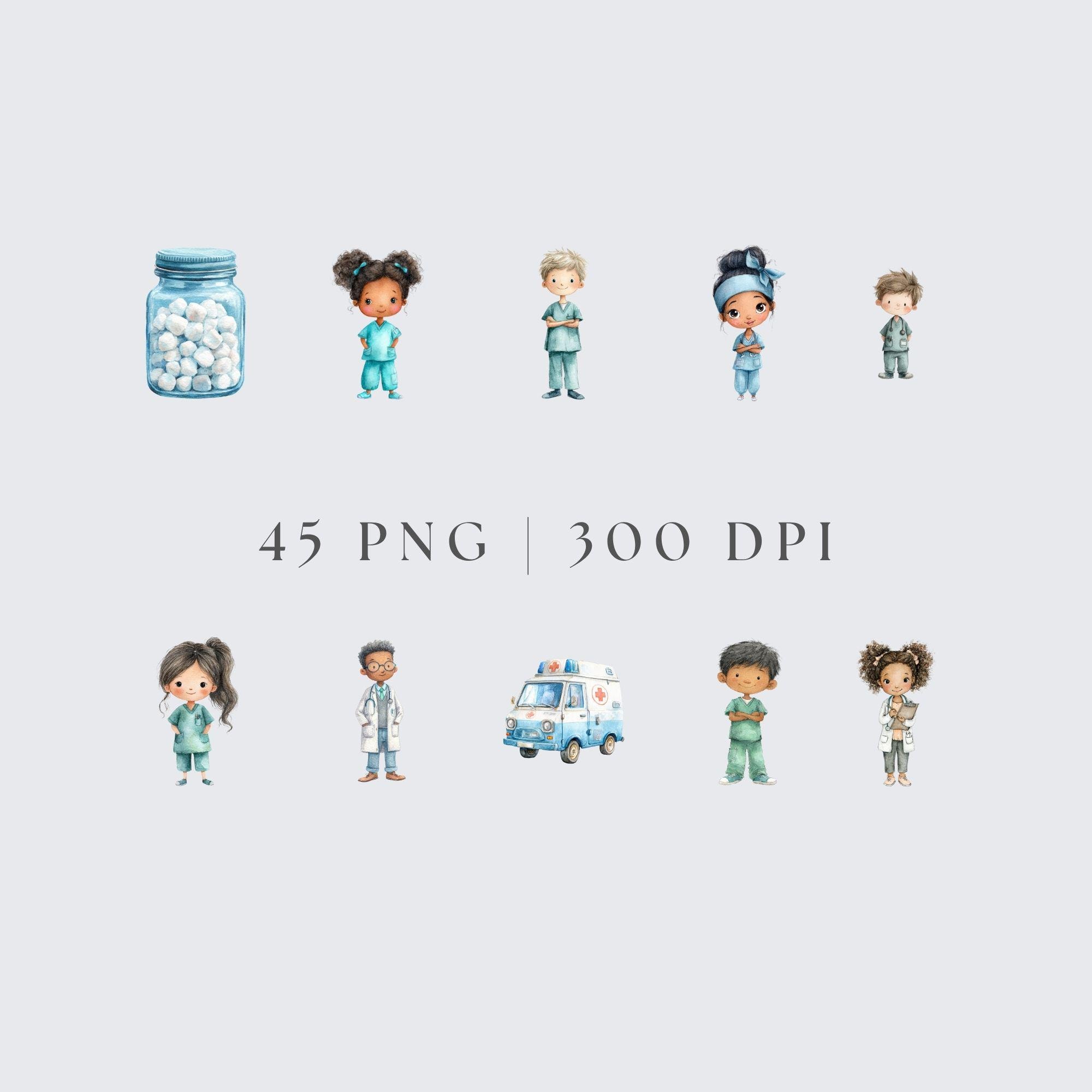 Cute Medical Clipart Watercolor, Healthcare Graphics, Digital Download ...