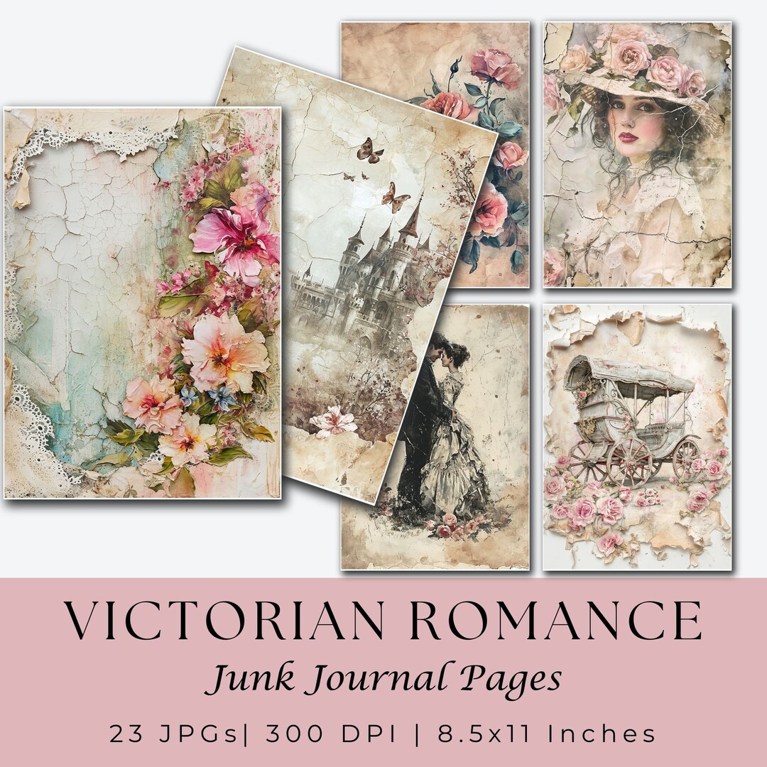 Victorian Romance Junk Journal Paper, Victorian Love Junk Journal ...