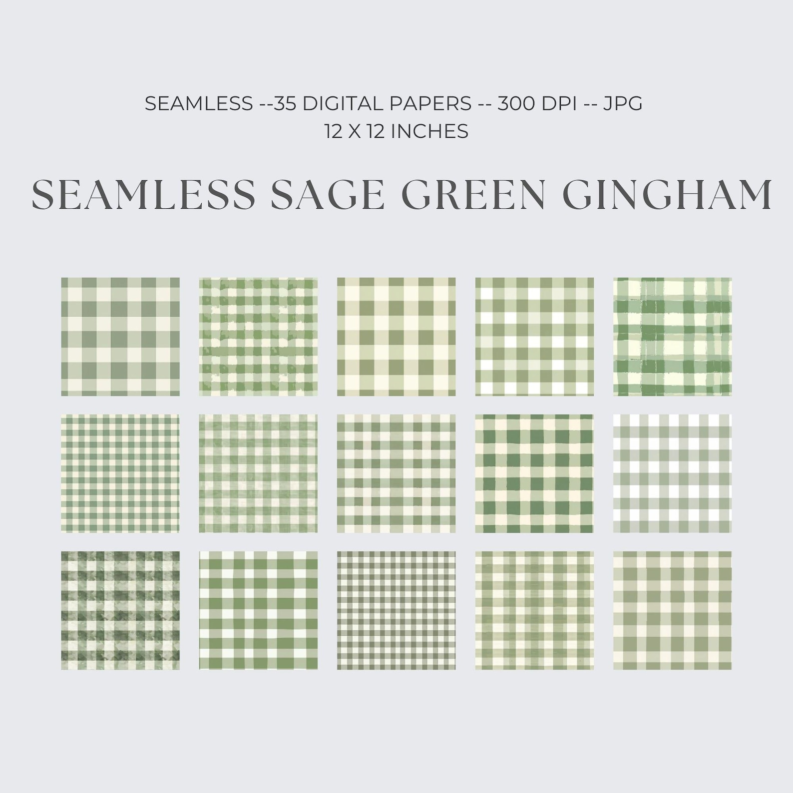 Vintage Sage Green Gingham, Printable Junk Journal Papers, Signature ...