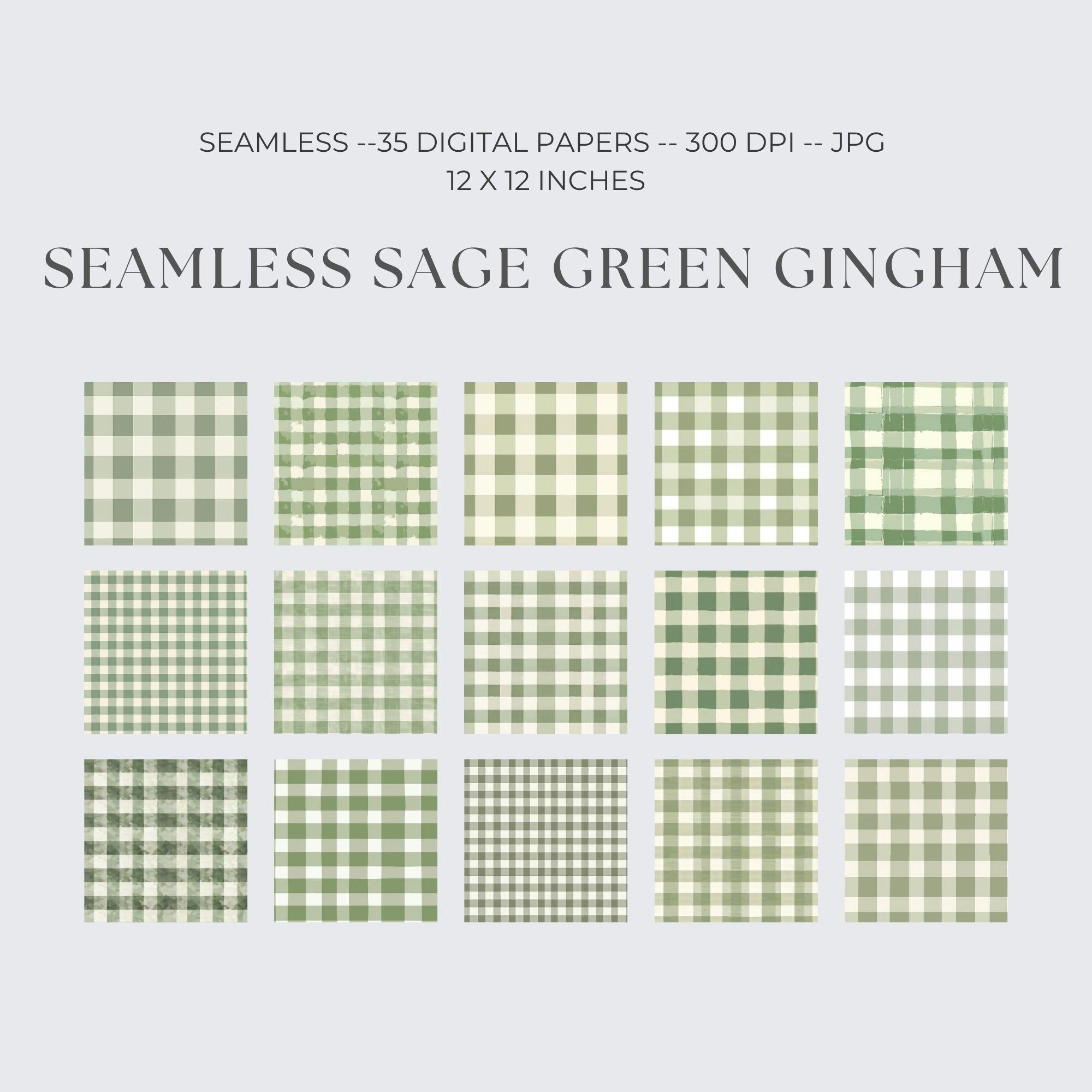Vintage Sage Green Gingham, Printable Junk Journal Papers, Signature ...