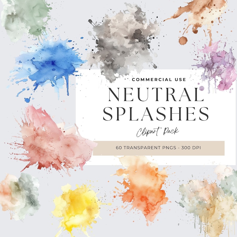 Pastel Watercolor Alcohol Ink Splash Clipart, Neutral Watercolor Splash ...