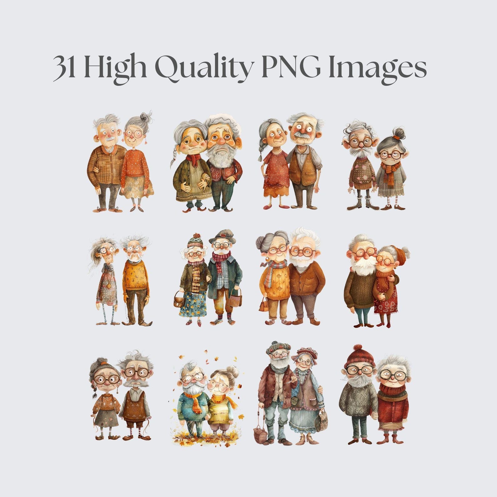 Funny Old Couple Clipart, Quirky People, Elderly Couples Png, Cartoon ...
