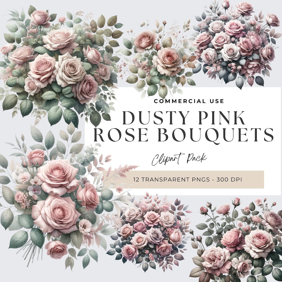 Light Pink Flower Clipart, Faded Pink Roses Bouquet, Pastel Roses Clip ...