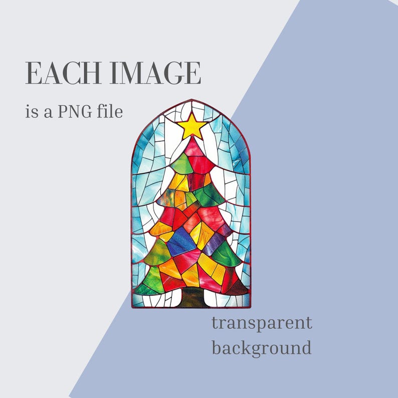 Stained Glass Christmas Tree PNG, Digital Download Clipart, Holiday ...