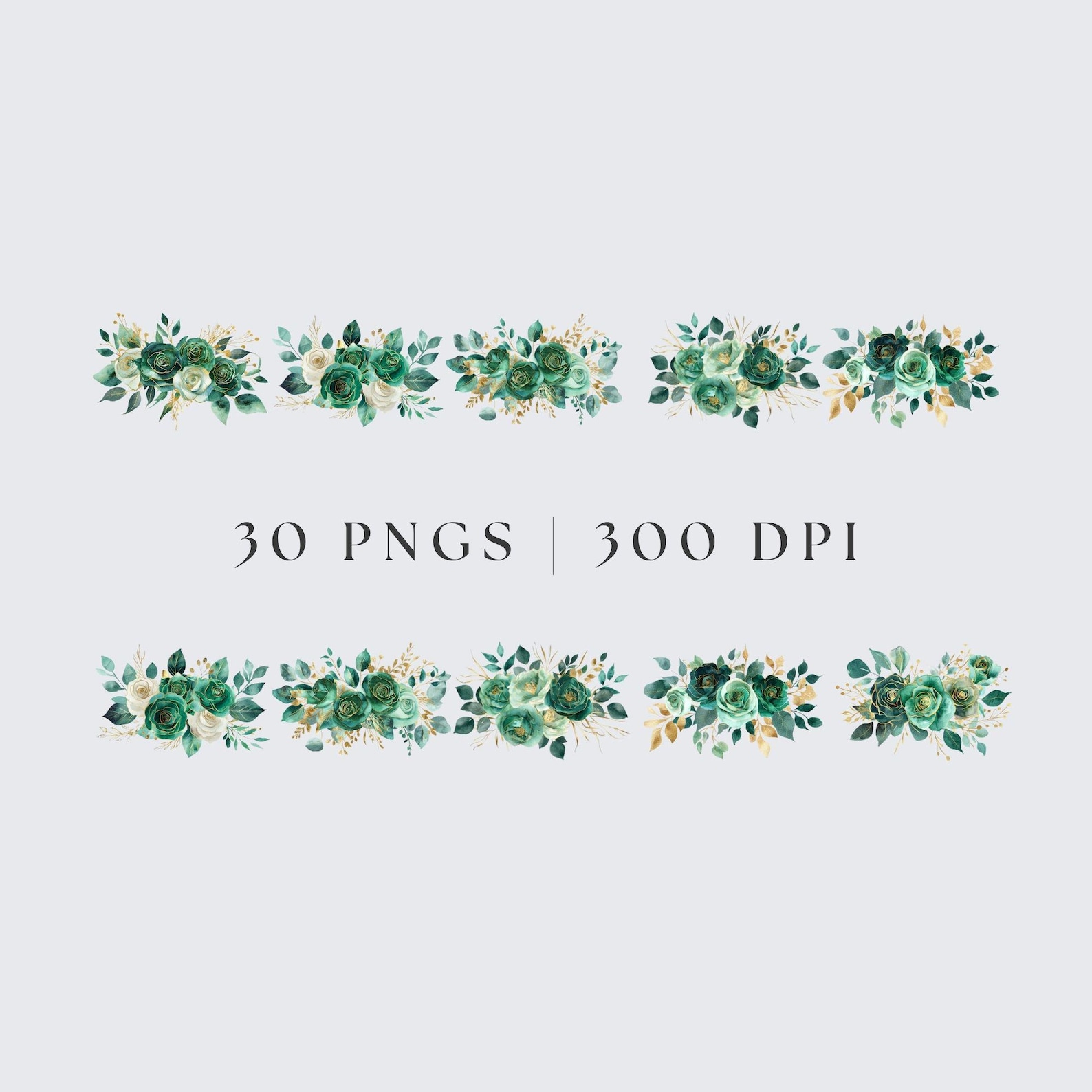 Emerald Green Roses Png, Enchanted Rose Png, Watercolor Floral Clipart ...
