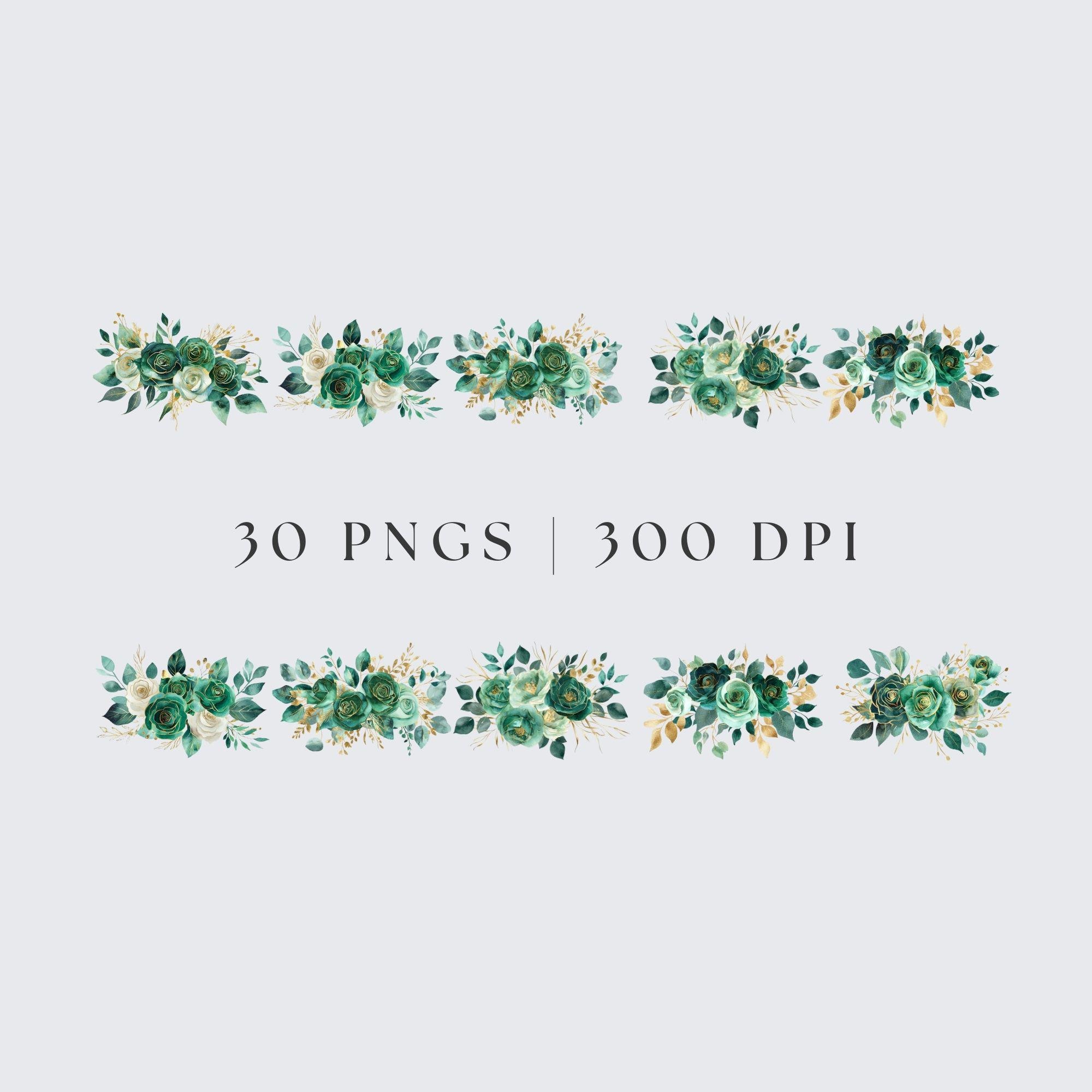 Emerald Green Roses Png, Enchanted Rose Png, Watercolor Floral Clipart ...