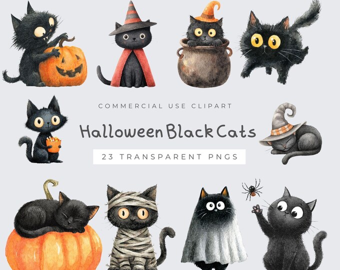 Halloween Black Cat Png,cat Watercolor Clipart, Halloween PNG, Black ...