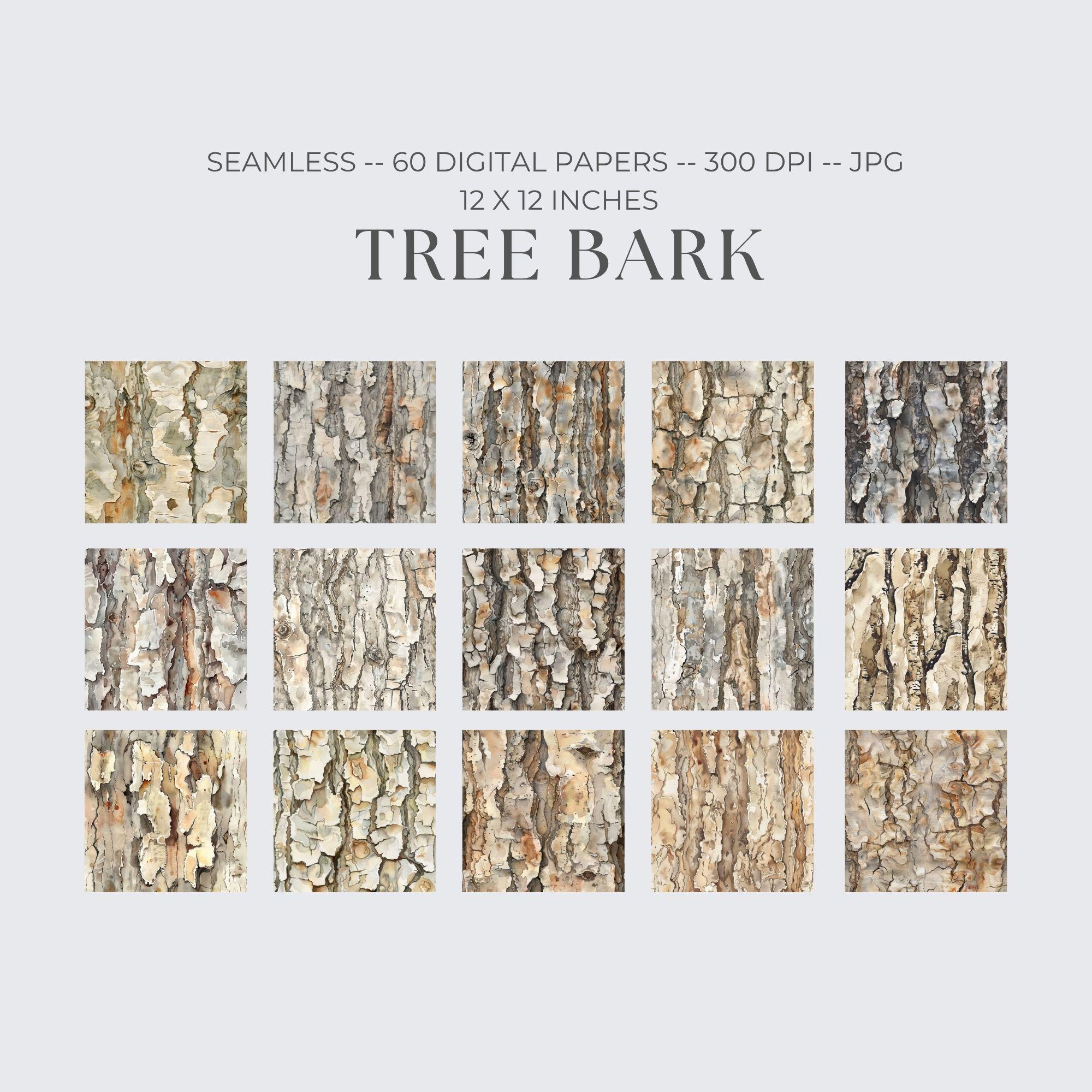 Seamless Tree Bark Digital Paper: Rustic Scrapbook Textures (JPG ...