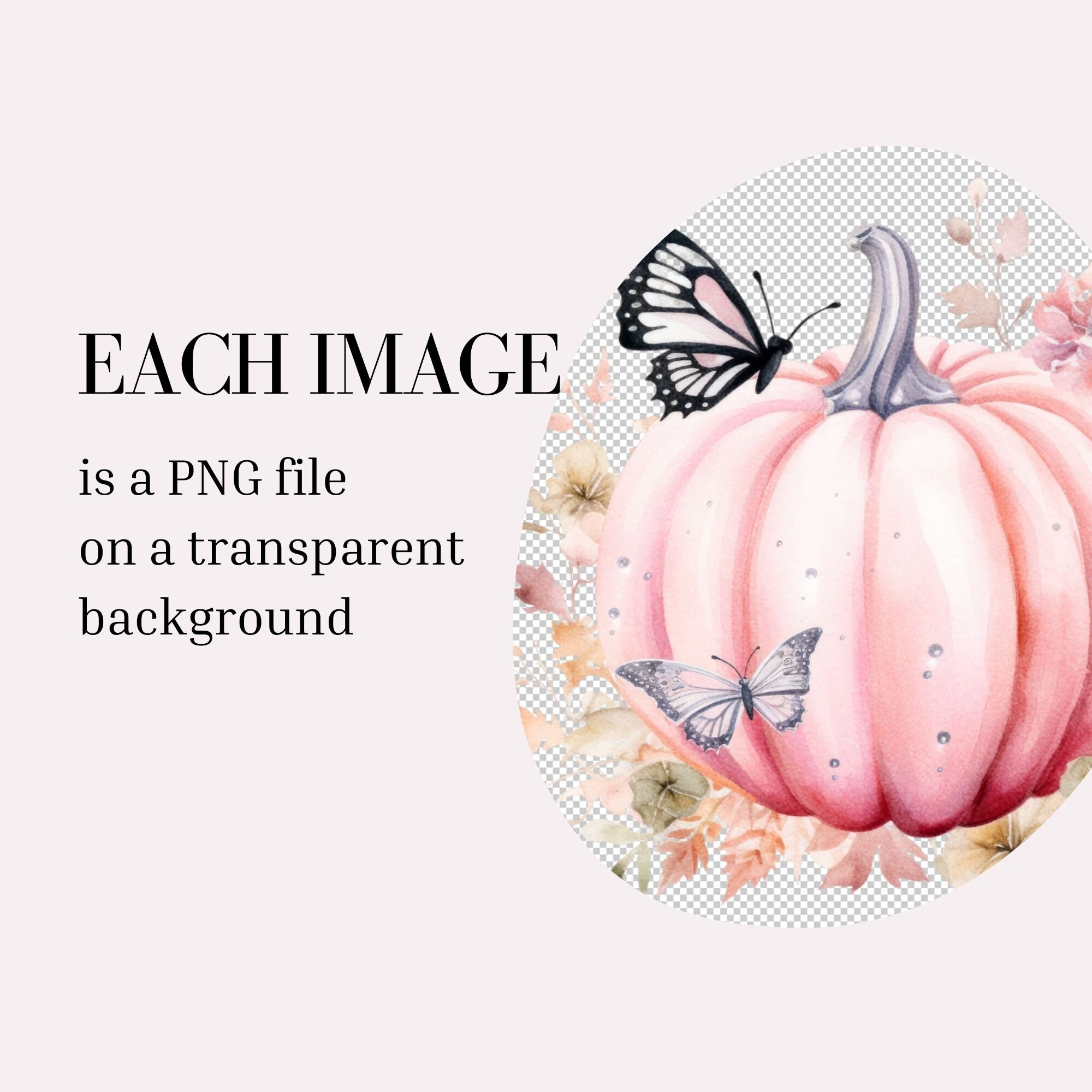 Watercolor Pumpkin Clipart Pink | Thanksgiving Floral Pumpkin Png ...