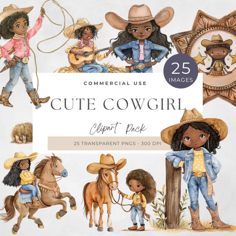 African American Cowgirl Clipart, Black Cowgirl PNG, Melanin Rodeo ...