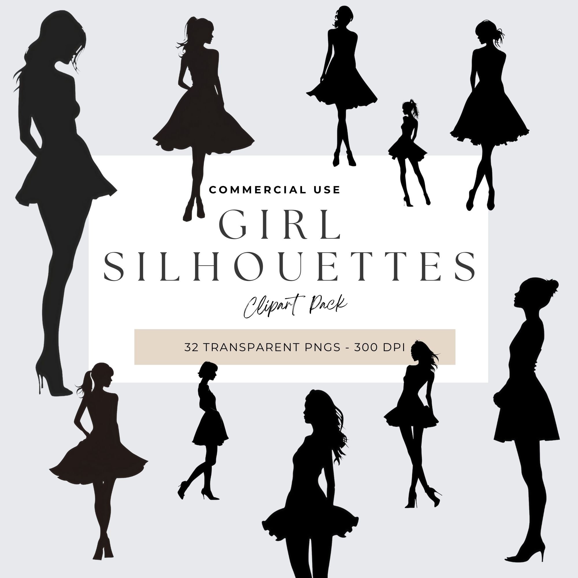 Woman Body Silhouettes Png, Women in Dress Silhouette Png, Fashion ...