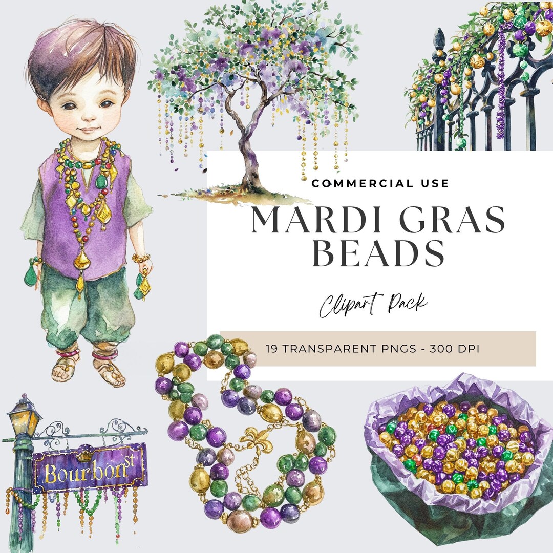 Mardi Gras Beads Clipart, Fleur De Lis, Happy Mardi Gras, Mardi Gras ...