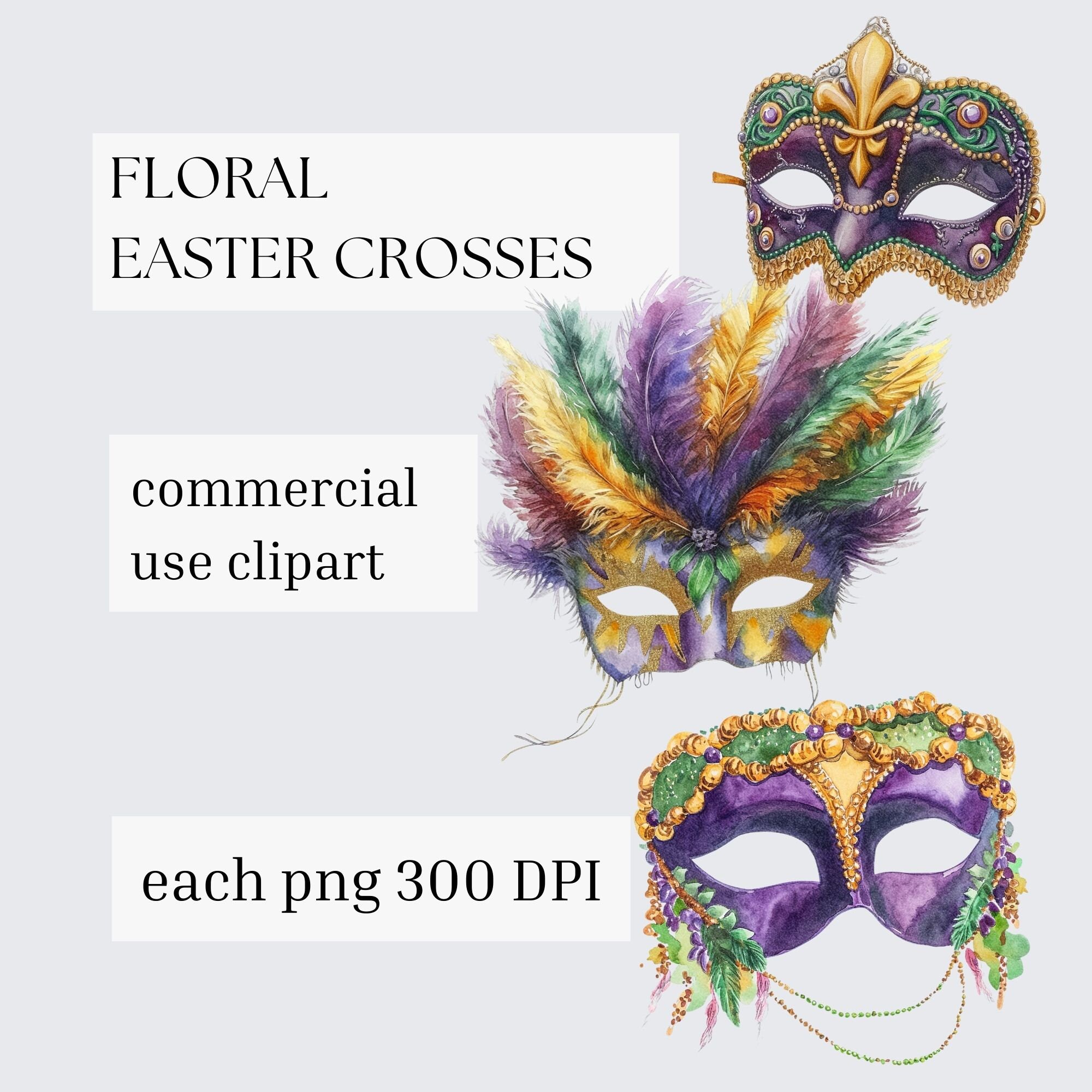Mardi Gras Mask Clipart, Masquerade Mask Clip Art, New Orleans Carnival ...