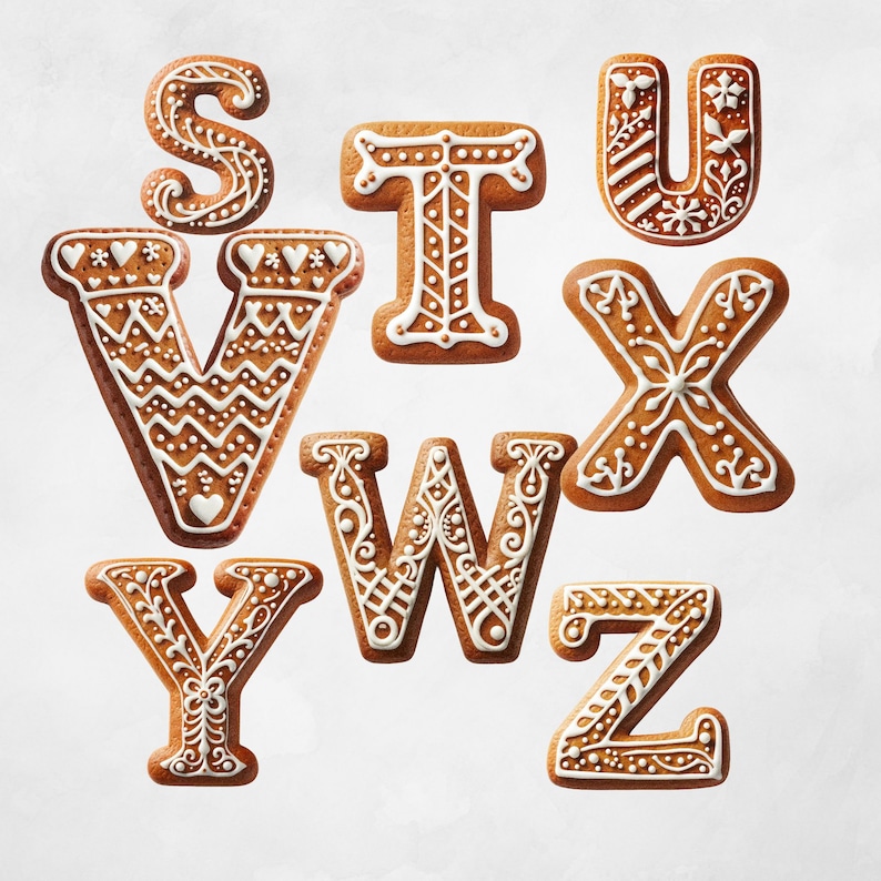 Gingerbread Cookie Letters Clipart, 26 High Quality Png Files ...