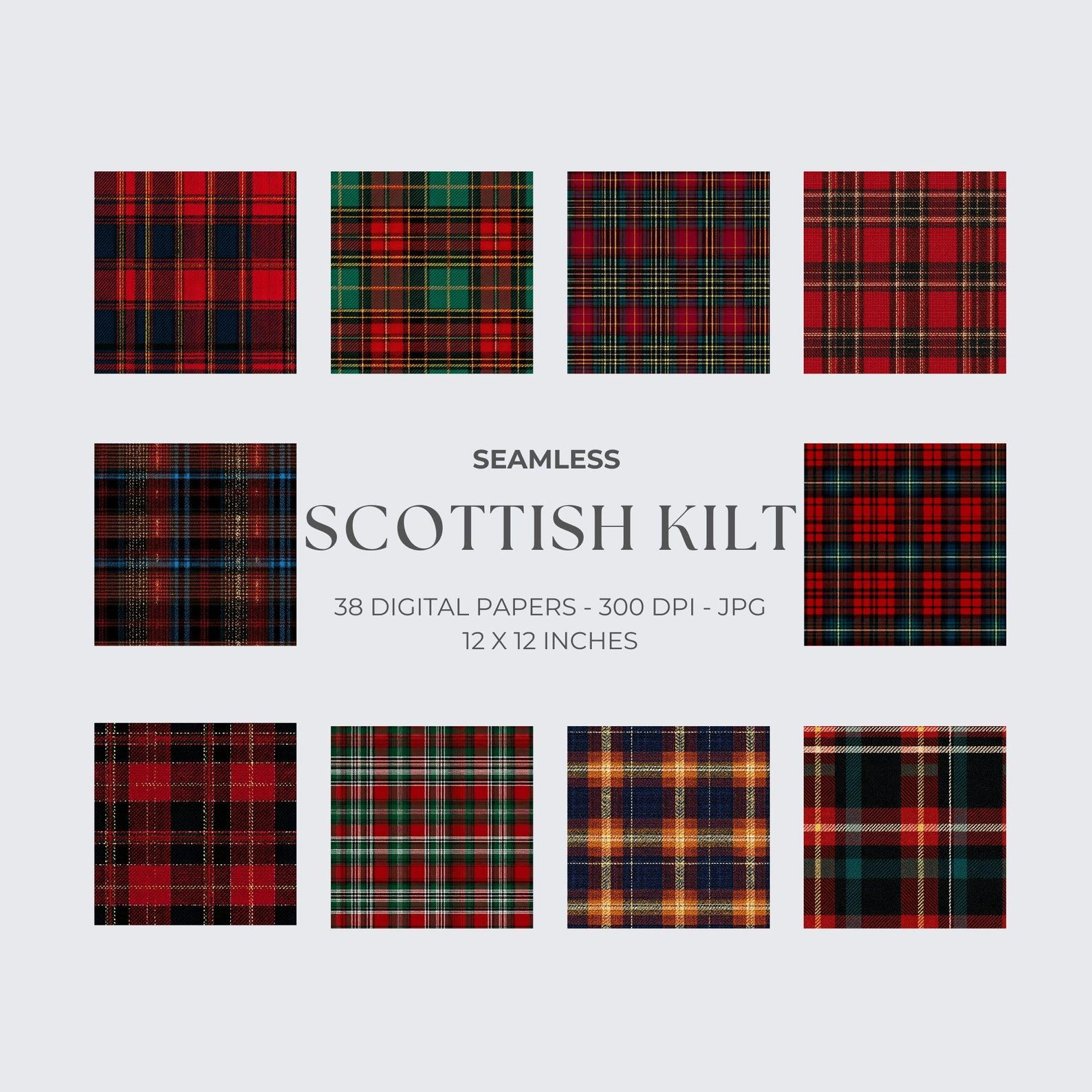 Scottish Kilt Seamless Pattern, Tartan Fabric, Digital Paper, Plaid ...