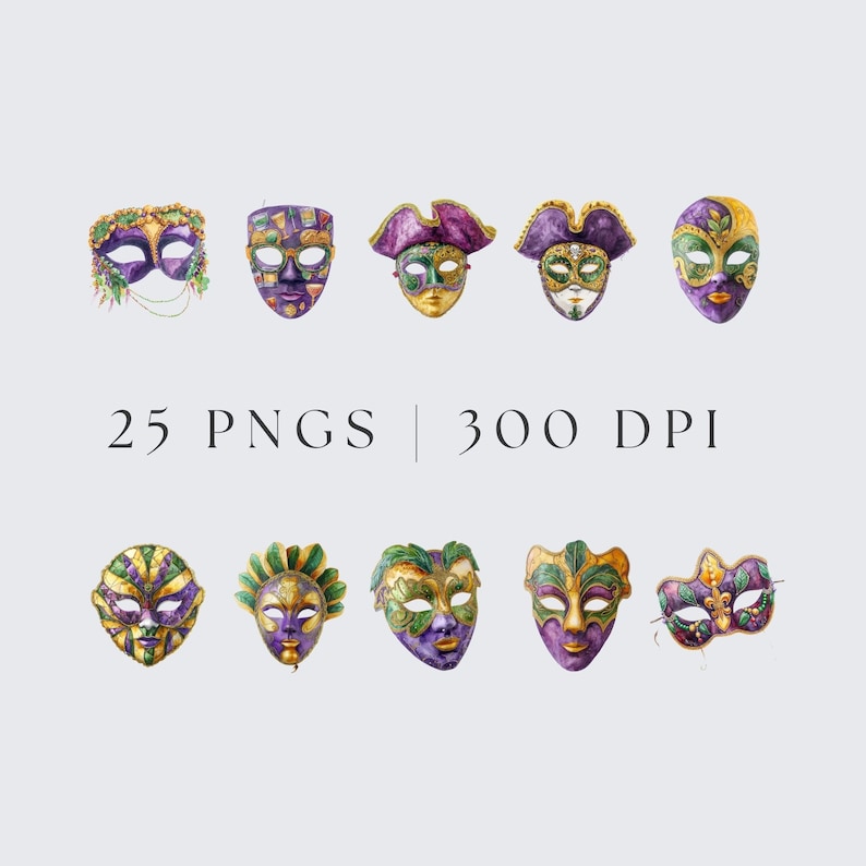 Mardi Gras Mask Clipart, Masquerade Mask Clip Art, New Orleans Carnival ...