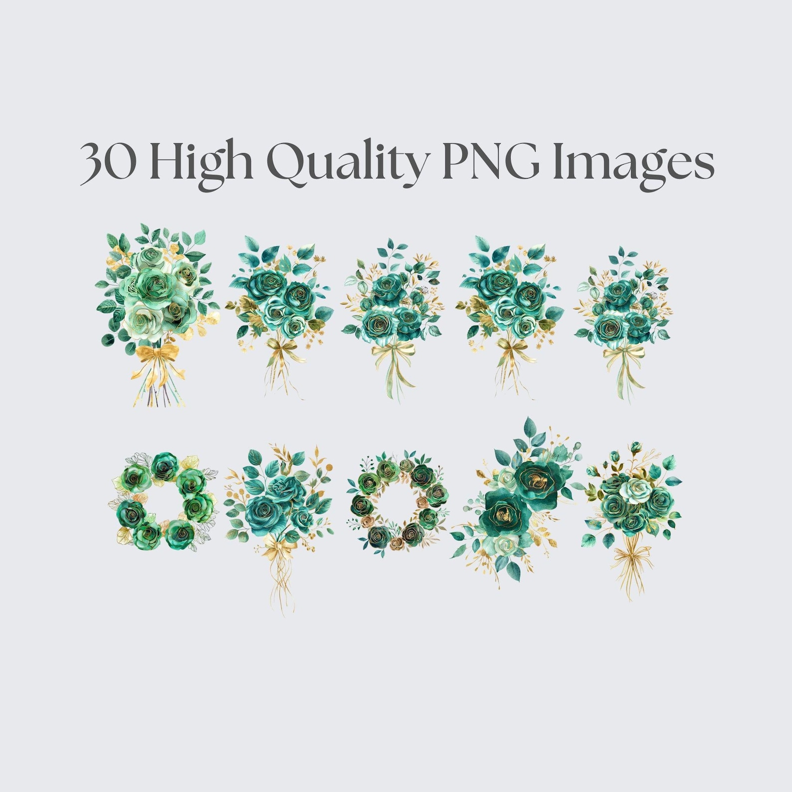 Emerald Green Roses Png, Enchanted Rose Png, Watercolor Floral Clipart ...
