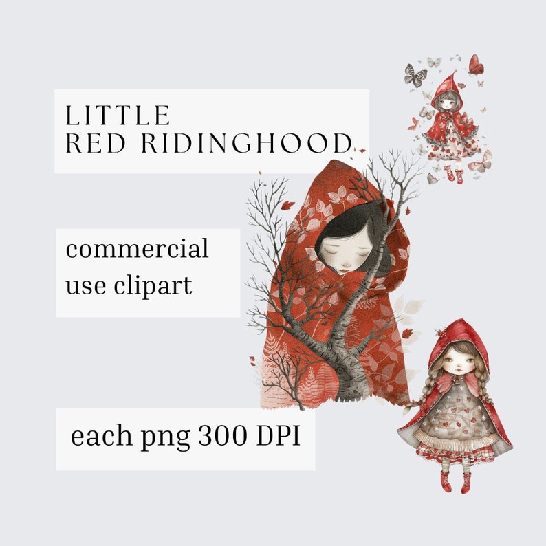 Red Riding Hood Clipart, Fairy Tale Art, Little Red Riding Hood Clipart ...