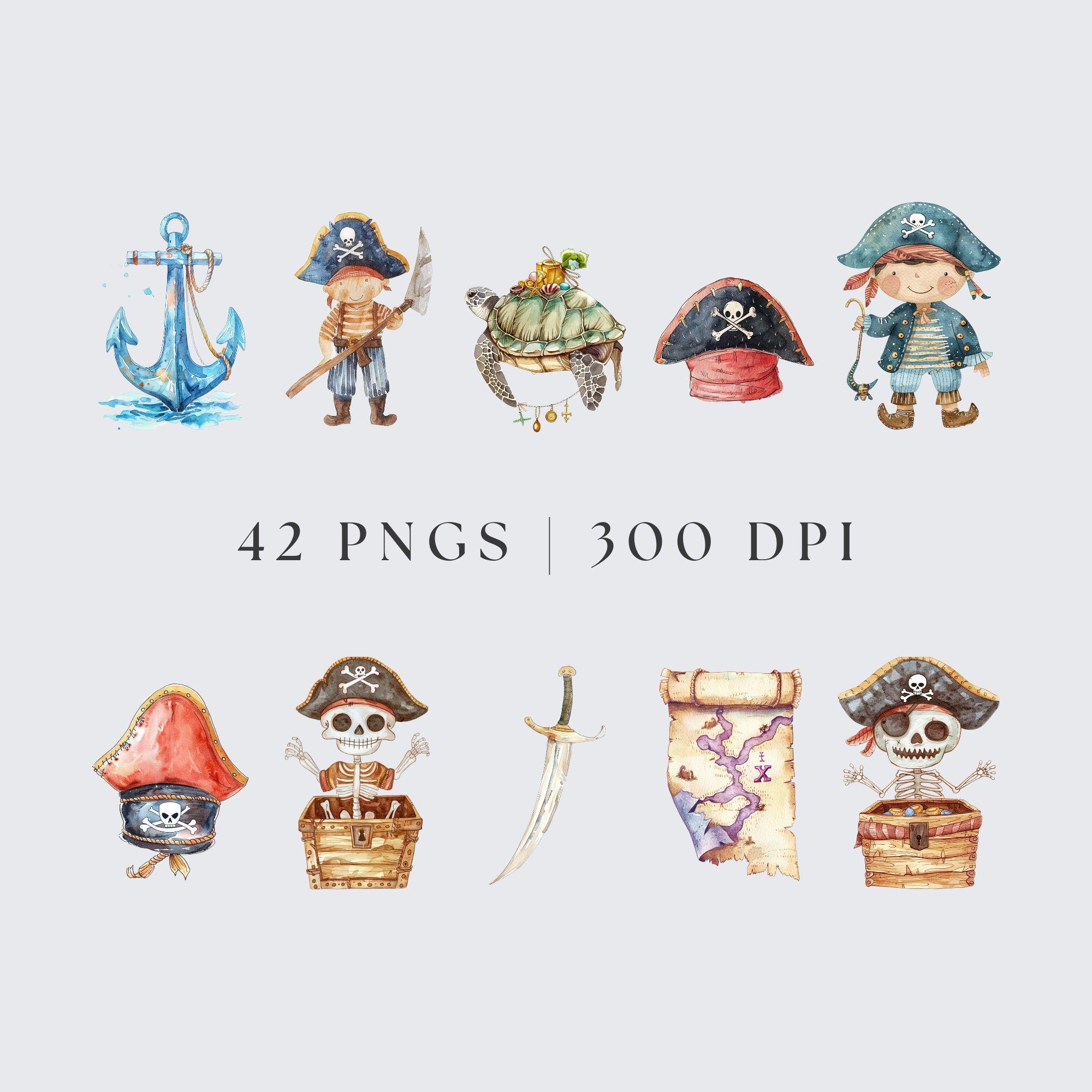 Pirate Flag Png, Pirate Clipart Bundle, Skull and Crossbones, Treasure ...