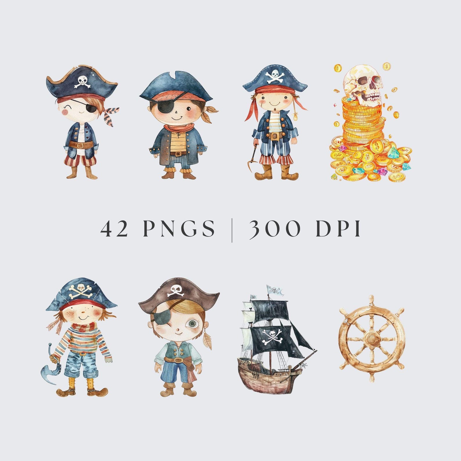 Pirate Flag Png, Pirate Clipart Bundle, Skull and Crossbones, Treasure ...