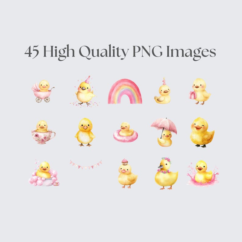 One Lucky Duck Clipart, Cute Rubber Duck PNG, Birthday Invitation Art ...