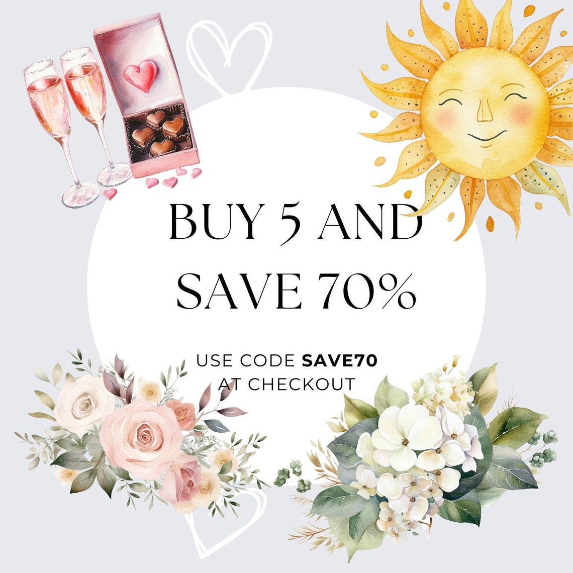 Sunflower and Roses Clipart, Floral Collage, Flower Clip Art, Red Rose ...