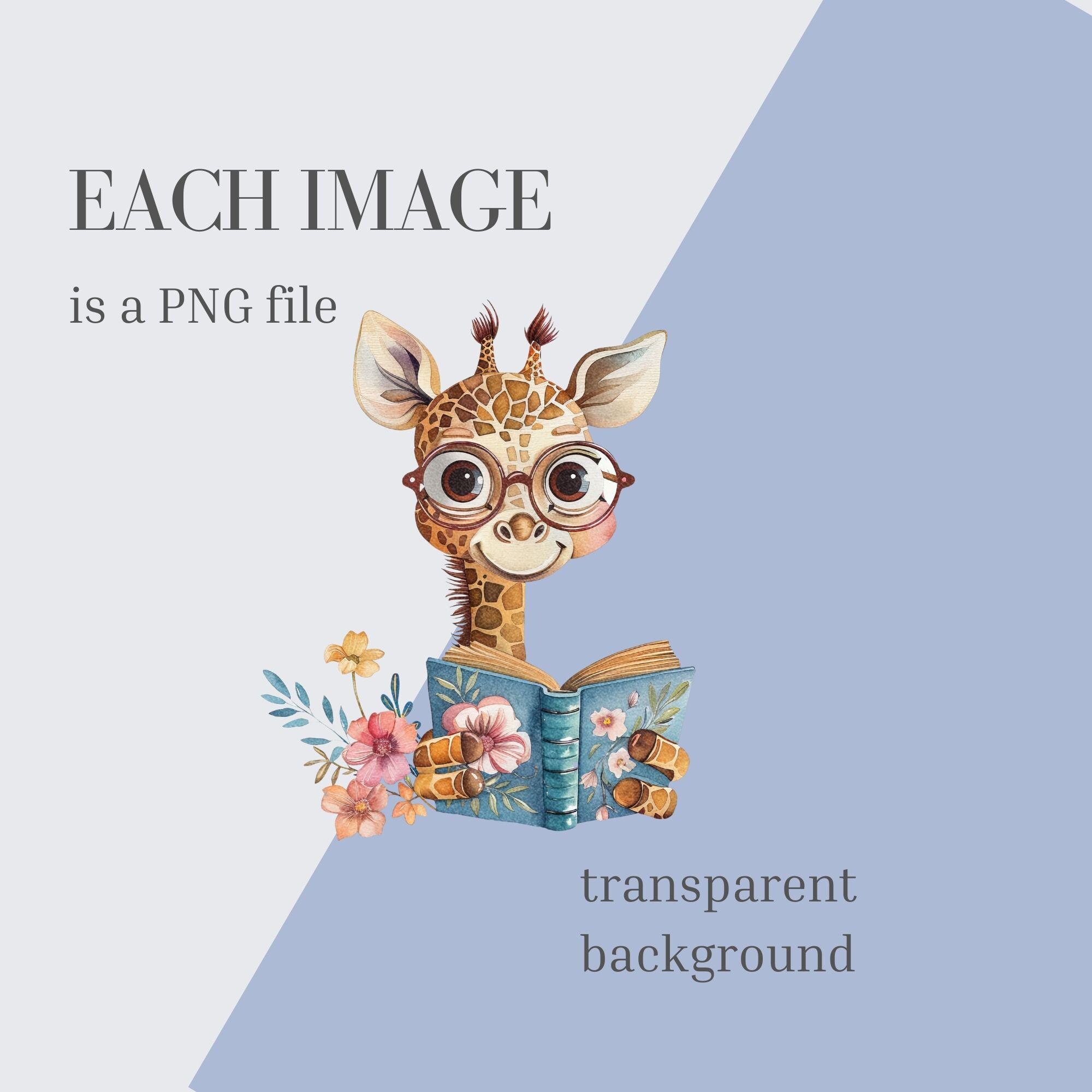 Animals Reading Books Clipart, Cute Safari PNG, Whimsical Animal ...