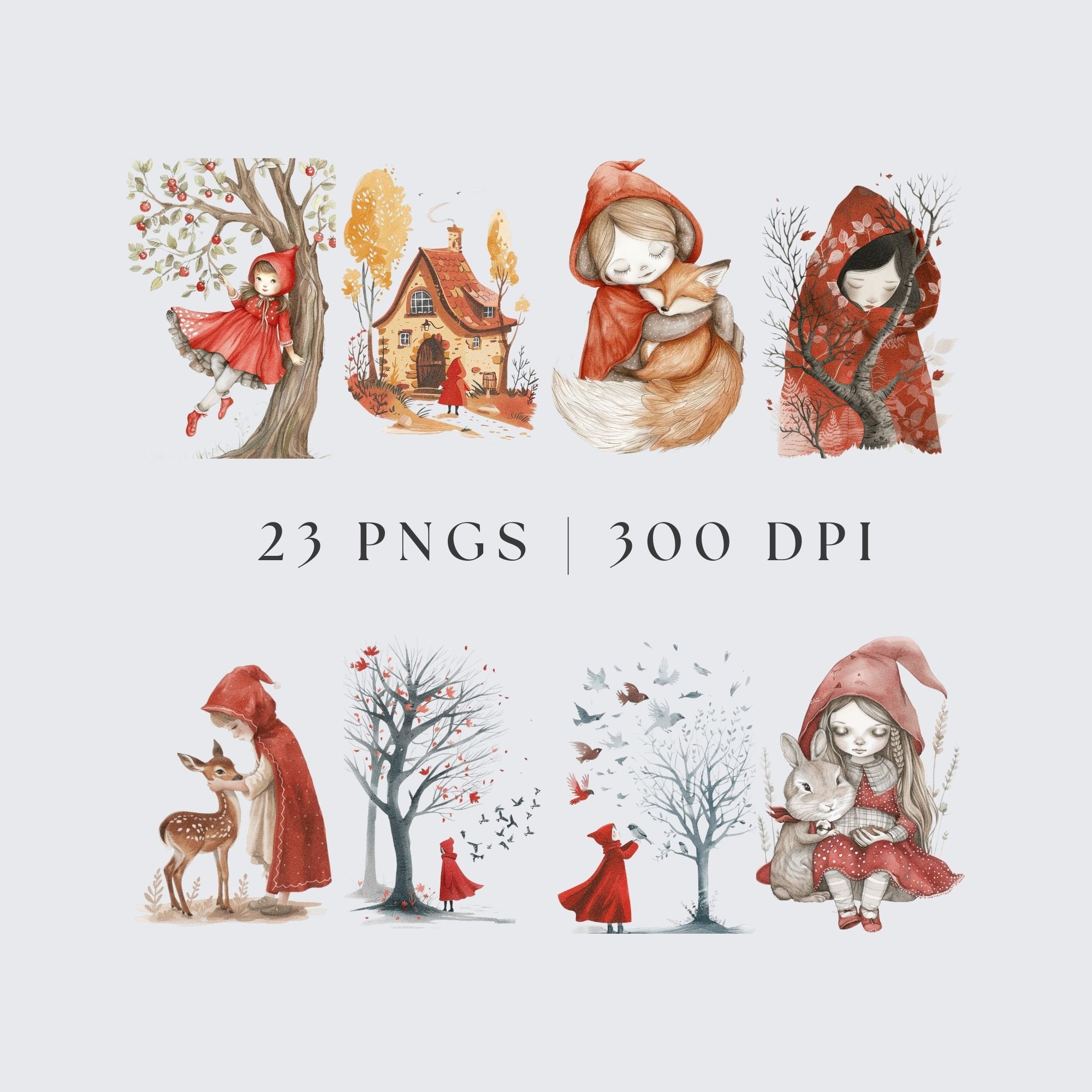 Red Riding Hood Clipart, Fairy Tale Art, Little Red Riding Hood Clipart ...