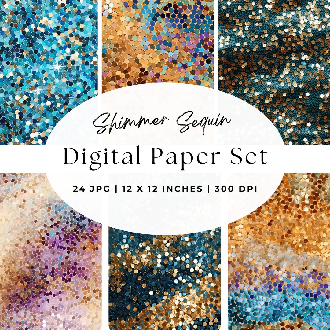 Shimmer Sequin Digital Paper, Gold Glitter Backgrounds, Shimmering ...