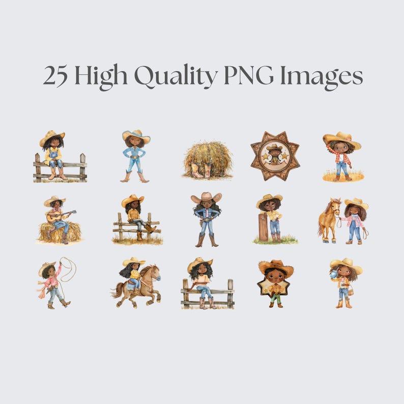 African American Cowgirl Clipart, Black Cowgirl PNG, Melanin Rodeo ...