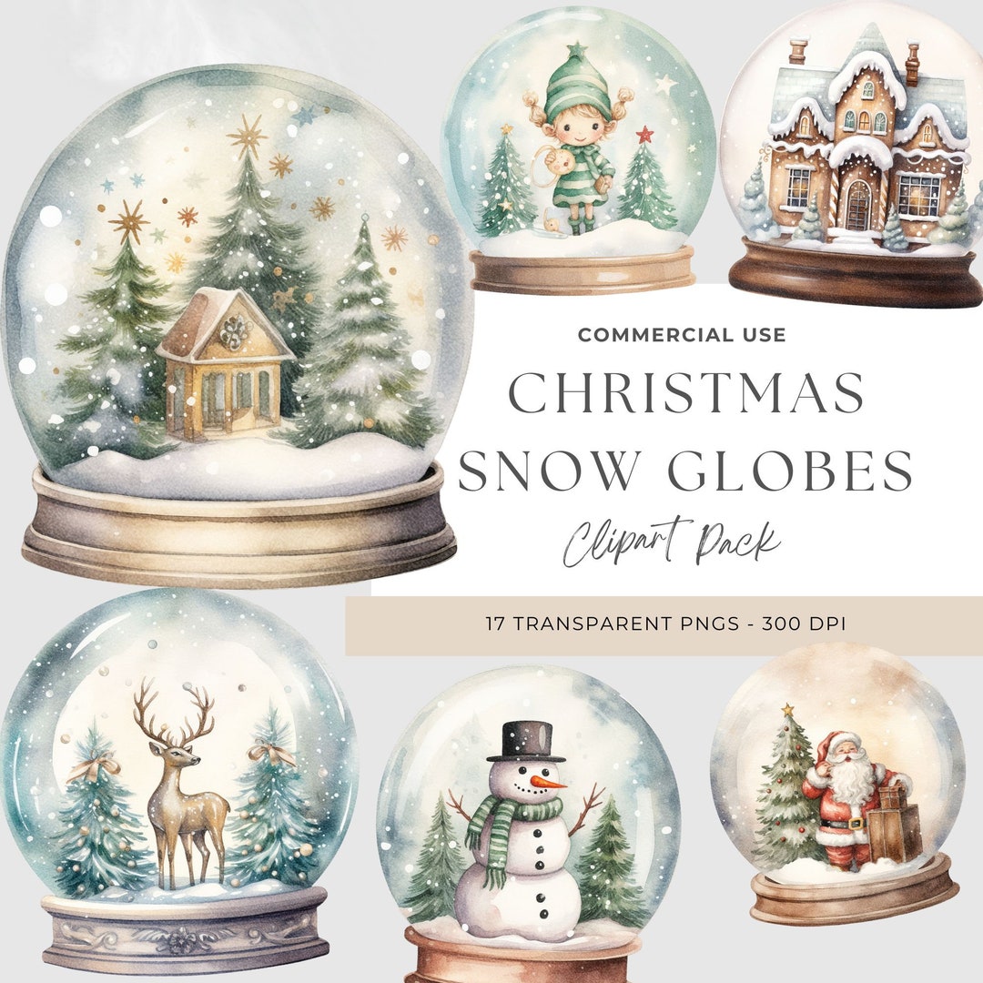 Christmas Snow Globe Clipart Watercolor PNG | Christmas Decoration ...