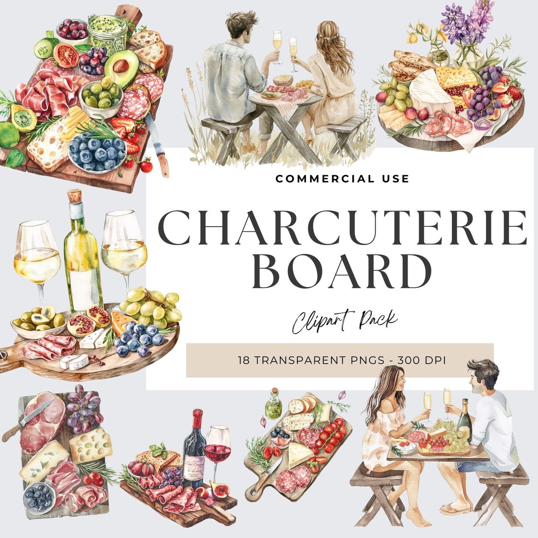 Digital Download Charcuterie Board Clipart, Charcuterie Board Bundle ...