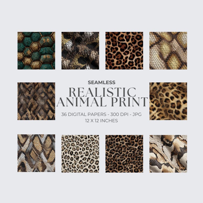 Animal Print Seamless Patterns, Digital Paper, Leopard & Cheetah ...