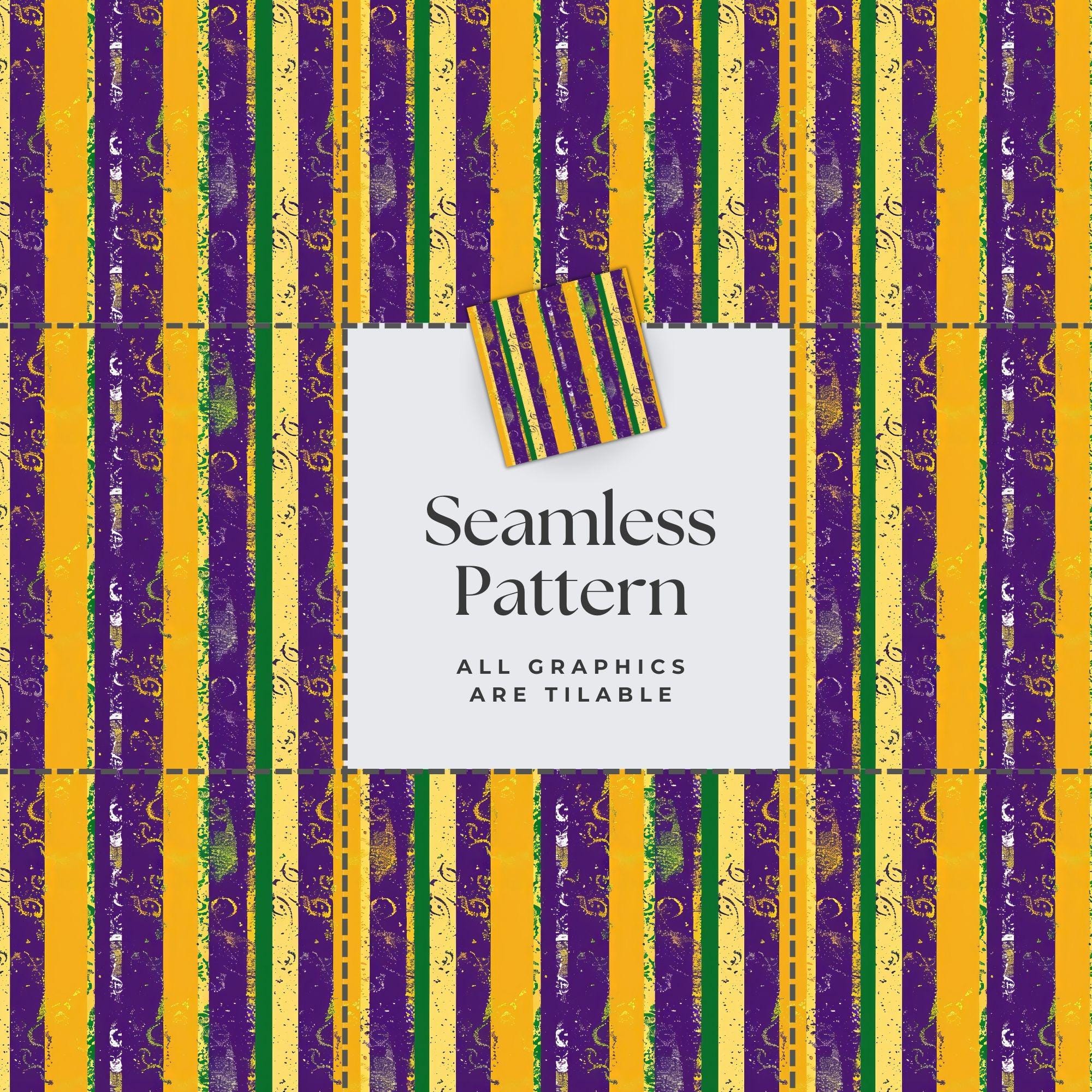 Mardi Gras Clipart Pack, Distressed Background, Striped Seamless ...