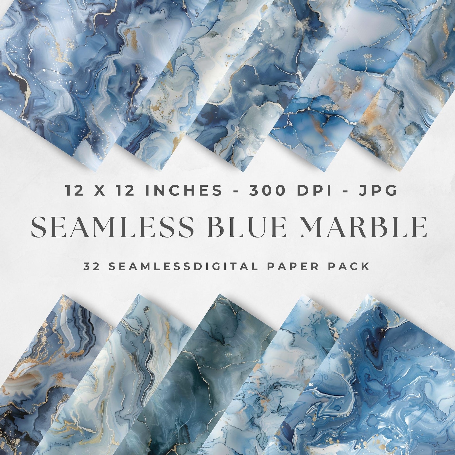 Blue Marble Seamless Pattern, Blue Marble Digital Paper, Geometric ...