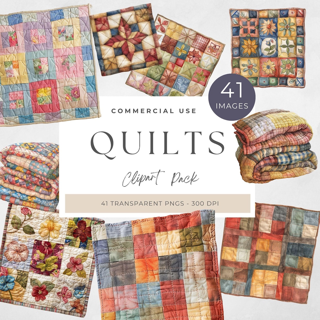 Quilt Squares Clipart, Digital Download, Vintage Crafting Images ...