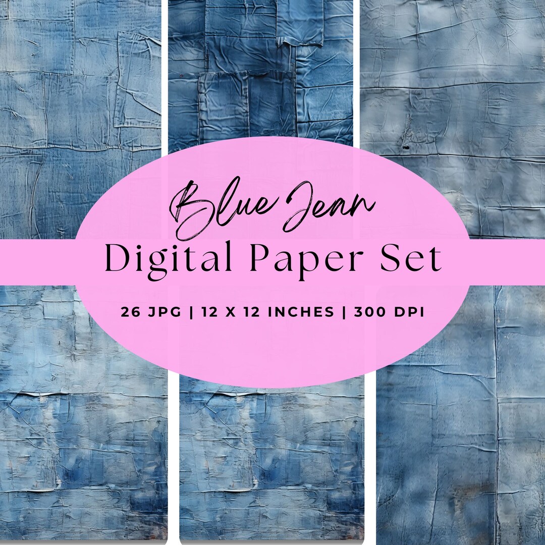 Denim Texture Digital Paper | Blue Jean Scrapbook Patterns (instant ...