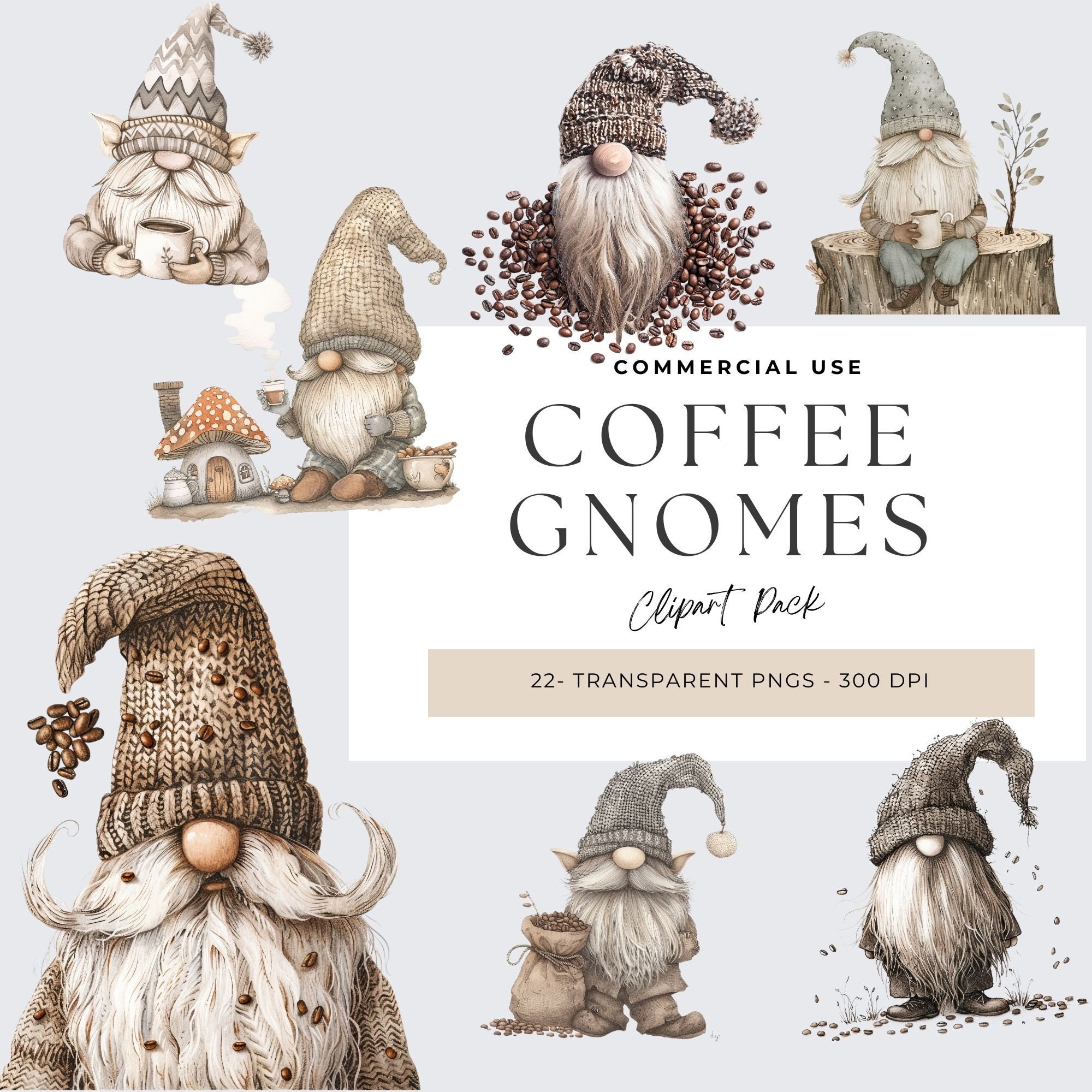 Watercolor Coffee Gnome Clipart, Coffee Latte Gnome, Watercolor Coffee ...